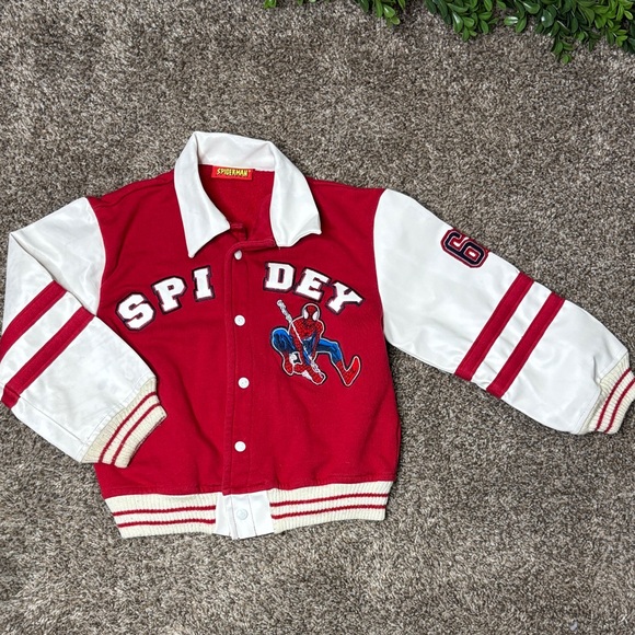 Marvel | Jackets & Coats | Marvel Spiderman Toddler Boy Varsity Jacket ...